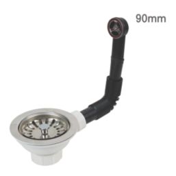 Flomasta Strainer Waste w/ Round Overflow White 90mm - Screwfix