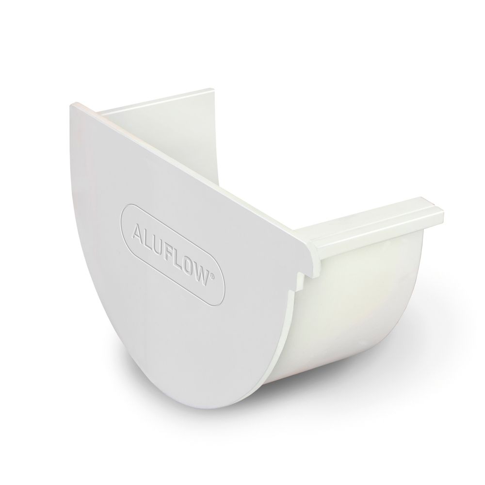Aluflow Half Round Internal Aluminium LH Deep Gutter Stop End White ...