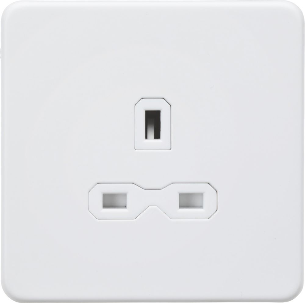 Knightsbridge 13A 1-Gang Unswitched Socket Matt White with White ...