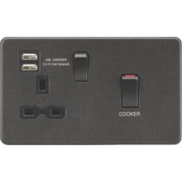 Knightsbridge 45A 1-Gang DP Cooker Switch & 13A DP Switched Socket + 2 ...