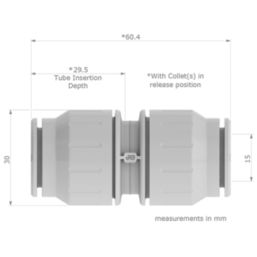 JG Speedfit Plastic Push-Fit Equal Coupler 15mm - Screwfix