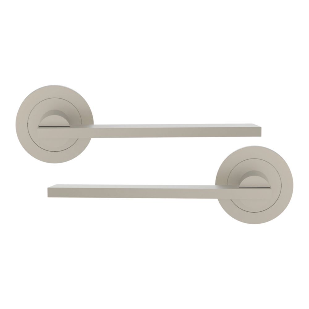 Cooke & Lewis Oanig Lever on Rose Door Handles Pair Satin Nickel - Screwfix