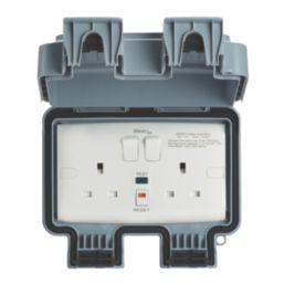 Contactum IP66 13A 2-Gang 2-Pole Weatherproof Outdoor Switched Passive ...