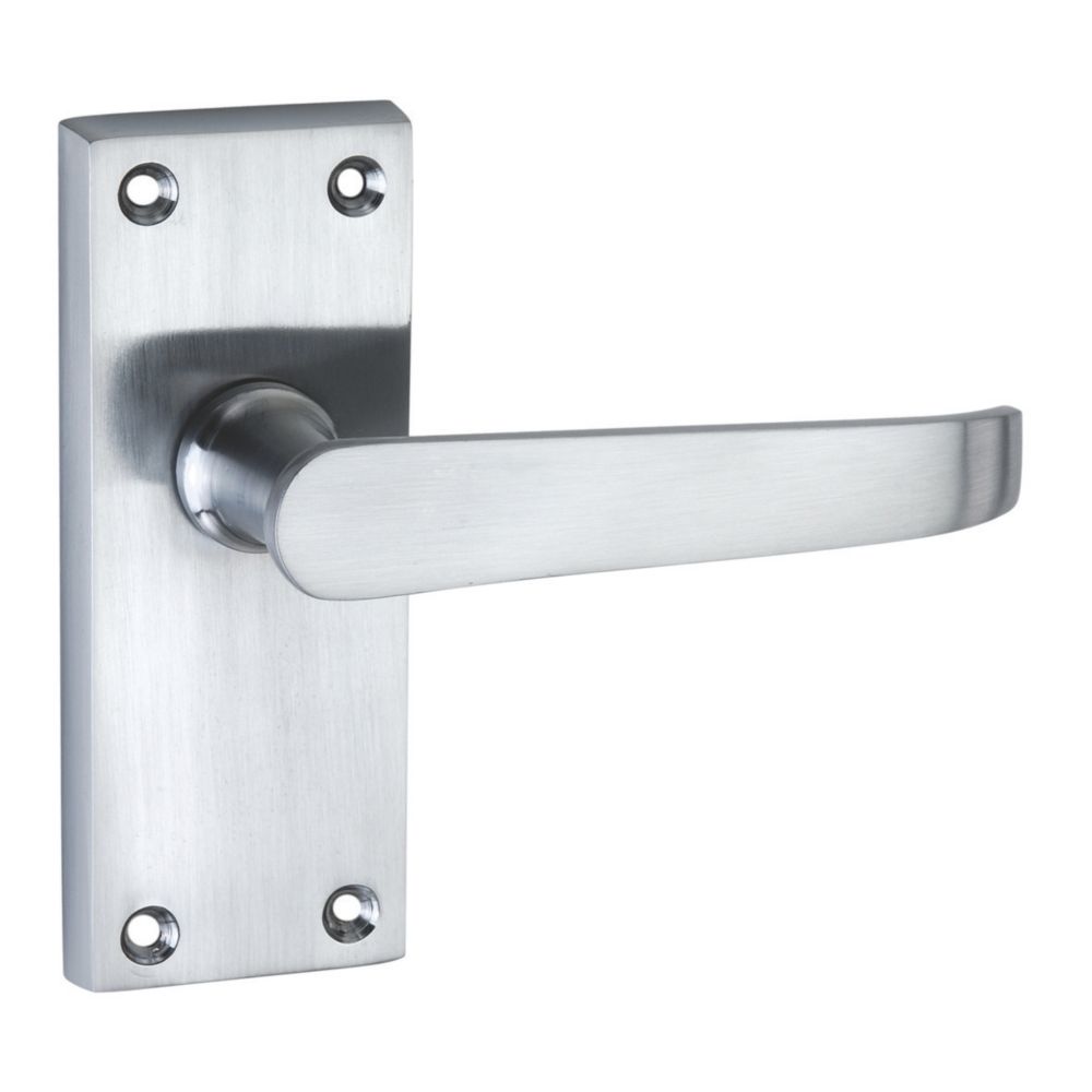 Smith & Locke Fire Rated Latch Door Handles Pair Satin Chrome - Screwfix