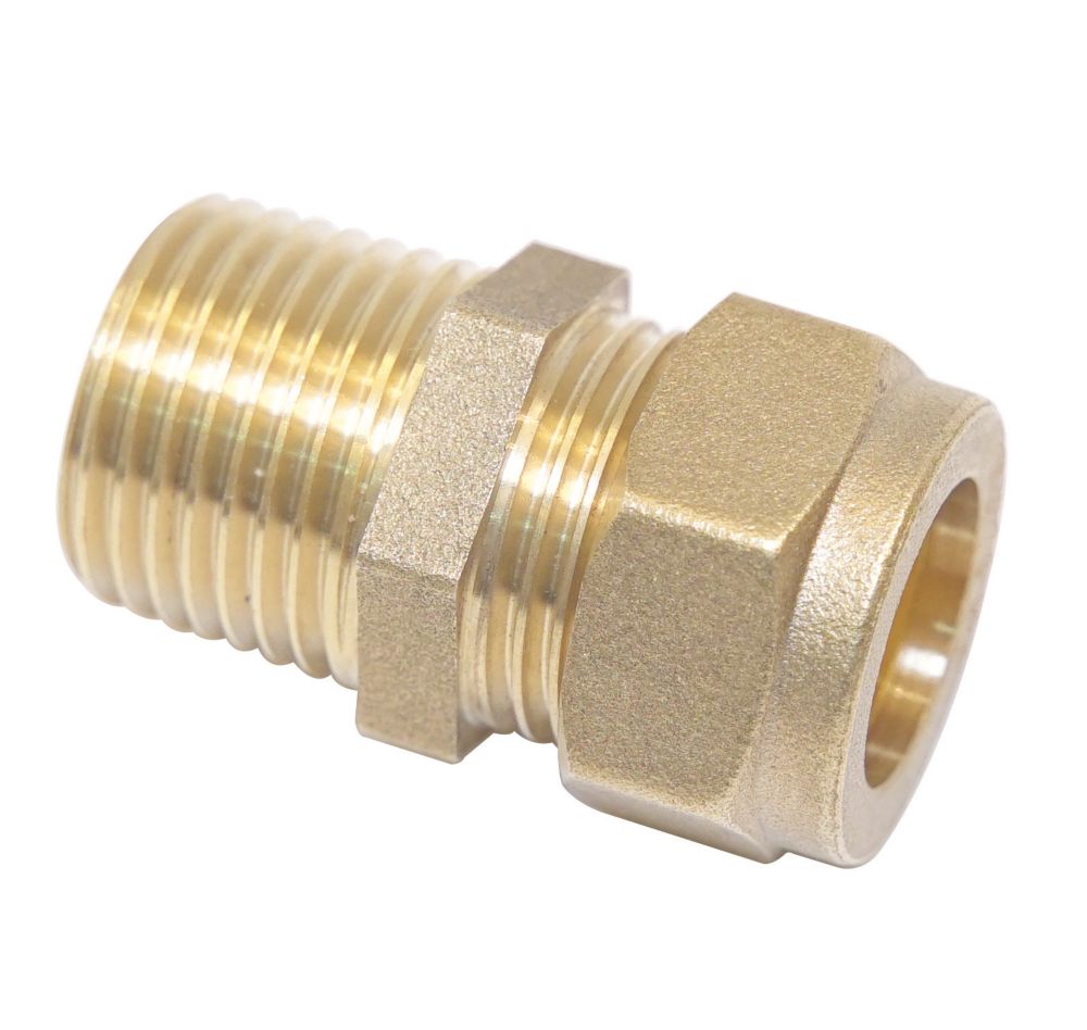 Flomasta Brass Compression Adapting Male Coupler 22mm x 3/4" - Screwfix