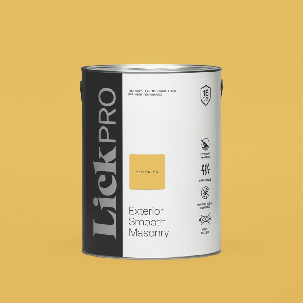 LickPro 5Ltr Smooth Yellow 03 Masonry Paint - Screwfix