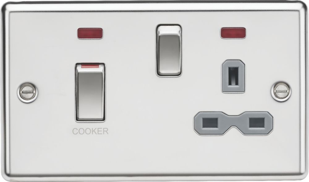 Knightsbridge 45A 2-Gang DP Cooker Switch & 13A DP Switched Socket ... Knightsbridge 45A 2-Gang DP Cooker Switch & 13A DP Switched Socket ...