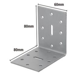 Magnodur Angle Brackets Silver 80mm x 80mm x 60mm 10 Pack - Screwfix
