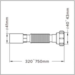 Flomasta Flexible Waste Pipe White 40mm x 320-750mm - Screwfix