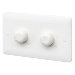 MK Base 2-Gang 1-Way LED Dimmer Switch White - Screwfix