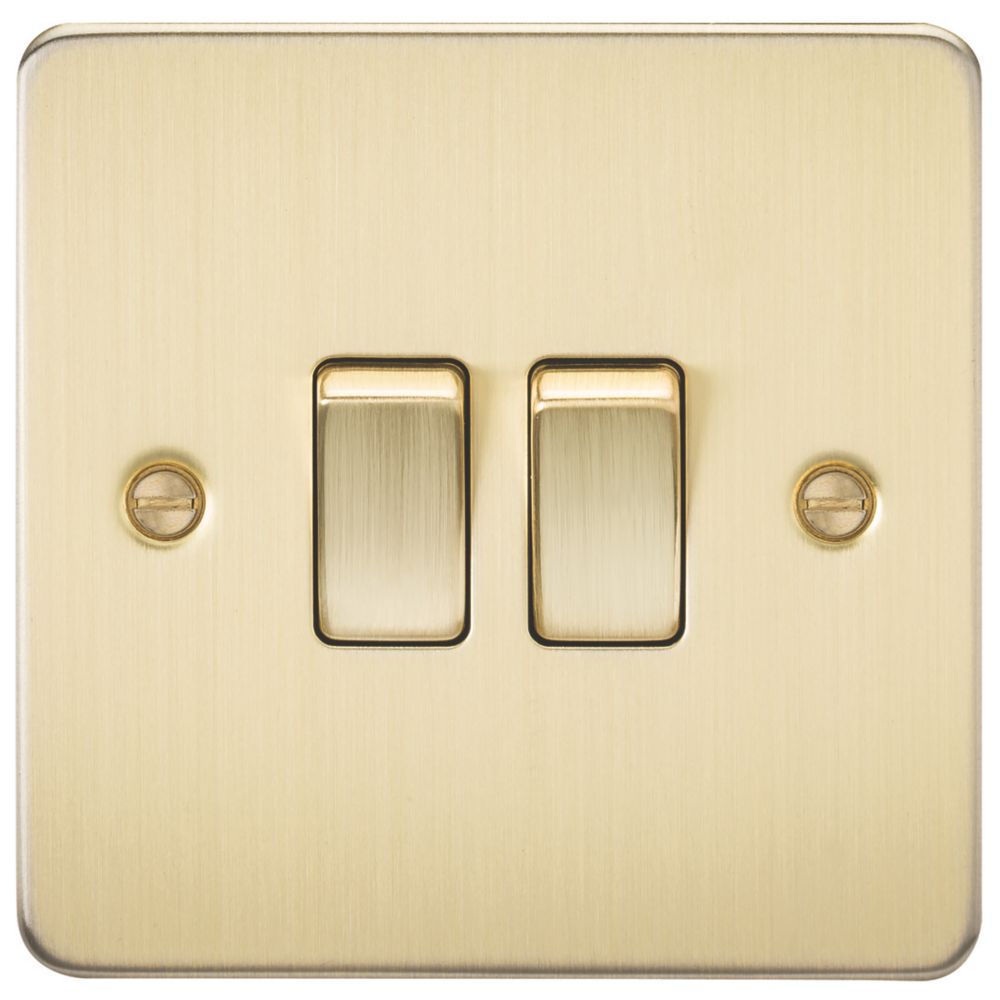 Knightsbridge 10AX 2-Gang 2-Way Light Switch Brushed Brass - Screwfix Knightsbridge 10AX 2-Gang 2-Way Light Switch Brushed Brass - Screwfix