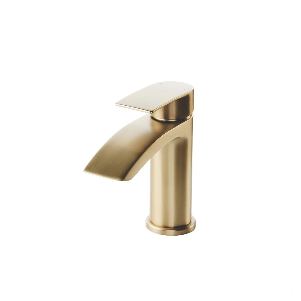 ETAL Spear Brushed Brass 184mm Standard Lever Mono Basin Mixer Tap ...