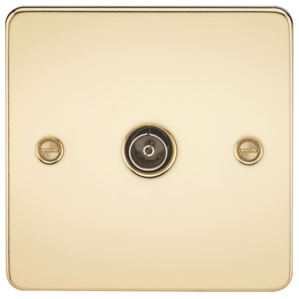 Knightsbridge 1-Gang Coaxial TV Socket Polished Brass - Screwfix