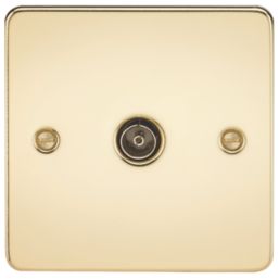 Knightsbridge 1-Gang Coaxial TV Socket Polished Brass - Screwfix