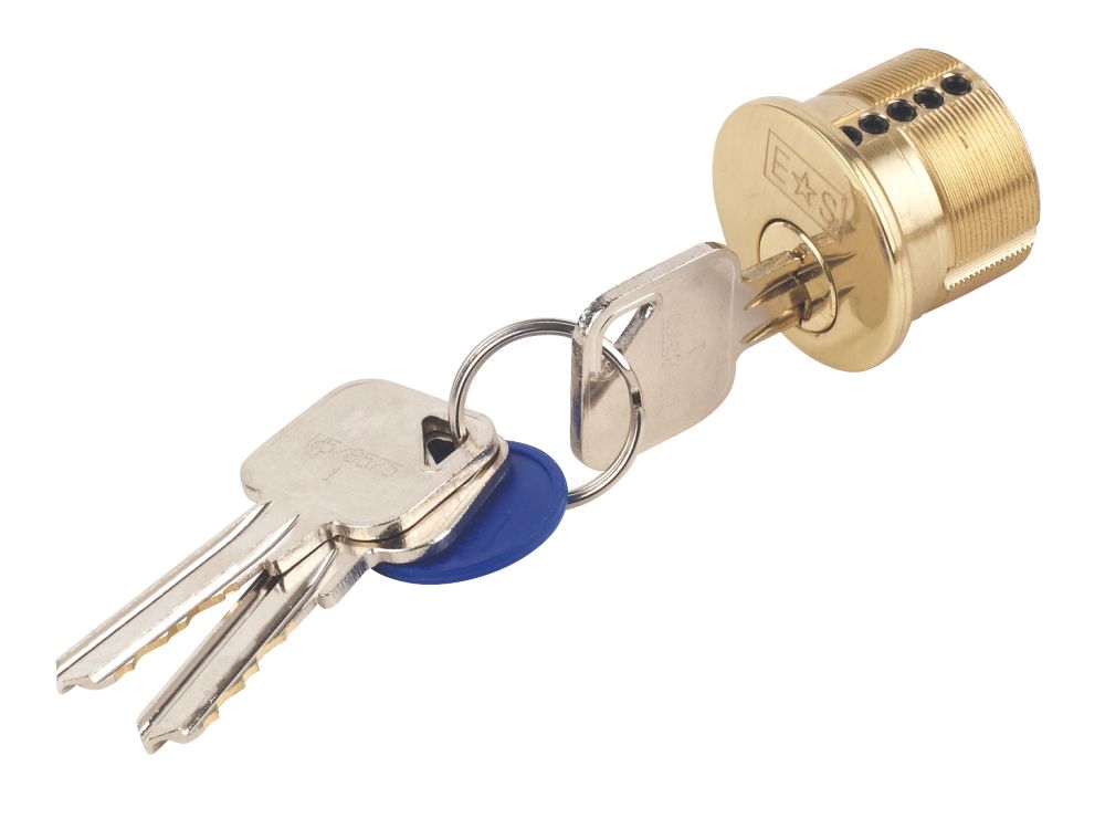 Eurospec Keyed Alike Threaded Rim Cylinder Polished Brass 45mm ...