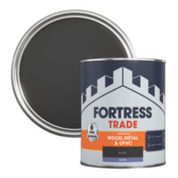 Fortress Trade 750ml Black Satin Emulsion Multi Surface Paint - Screwfix