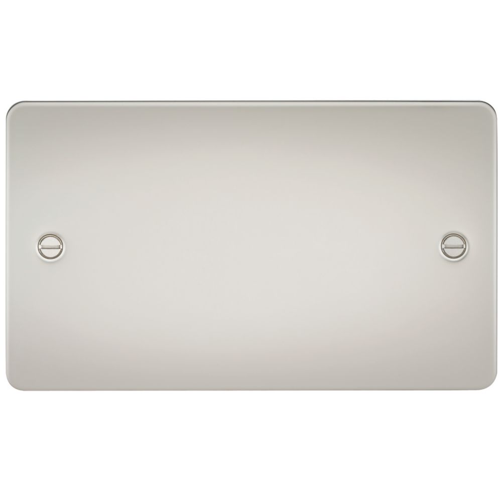Knightsbridge 2-Gang Blanking Plate Pearl - Screwfix