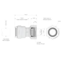 JG Speedfit Plastic Push-Fit Straight Tap Connectors 15mm x 1/2" 2 Pack ...