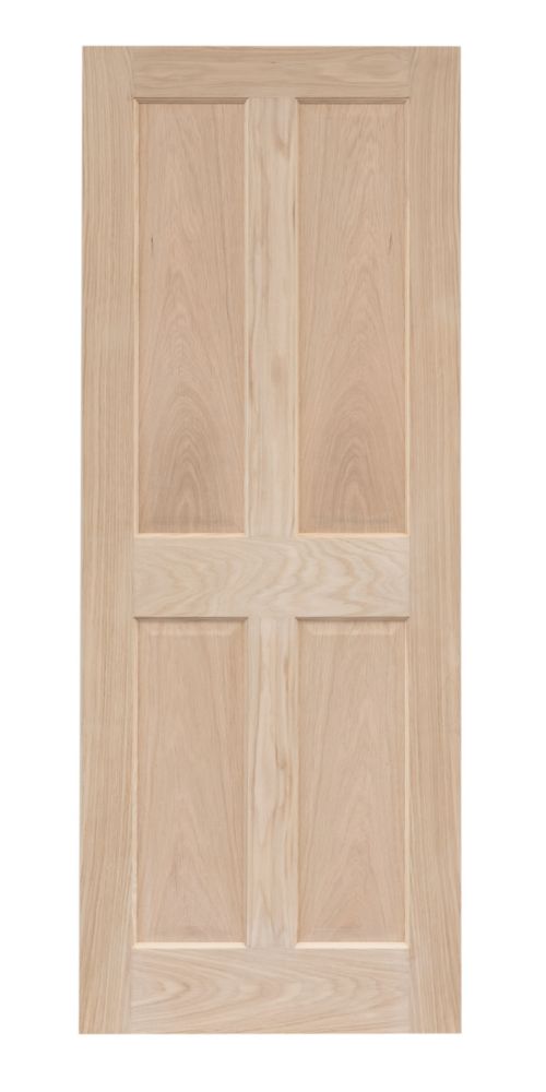 Unfinished Oak Wooden 4-Panel Internal Victorian-Style Door 1981mm x ...