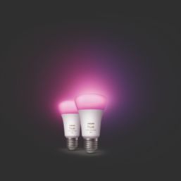 Philips Hue E27 A60 RGB & White LED Smart Light Bulb 6.5W 806lm 2 Pack ...