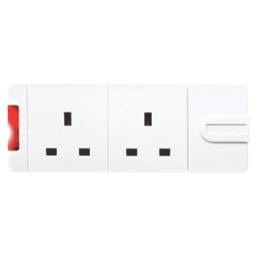 Masterplug 13A 2-Gang Unfused Rewireable Trailing Socket with LED White ...