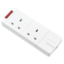 Masterplug 13A 2-Gang Unfused Rewireable Trailing Socket with LED White ...