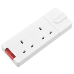 Masterplug 13A 2-Gang Unfused Rewireable Trailing Socket with LED White ...