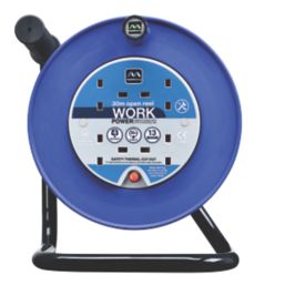 Masterplug Work Power 13A 4-Gang 30m Medium Open Cable Reel 240V - Screwfix