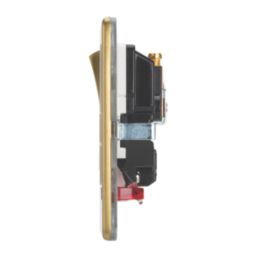 Contactum Lyric 13A 1-Gang DP Switched Socket Outlet Brushed Brass with Neon with White Inserts ...