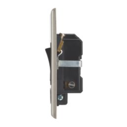 Contactum iConic 13A Switched Fused Spur & Flex Outlet Brushed Steel with Black Inserts - Screwfix