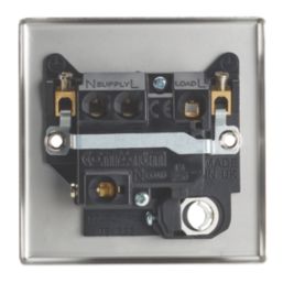 Contactum iConic 13A Switched Fused Spur & Flex Outlet Brushed Steel with Black Inserts - Screwfix
