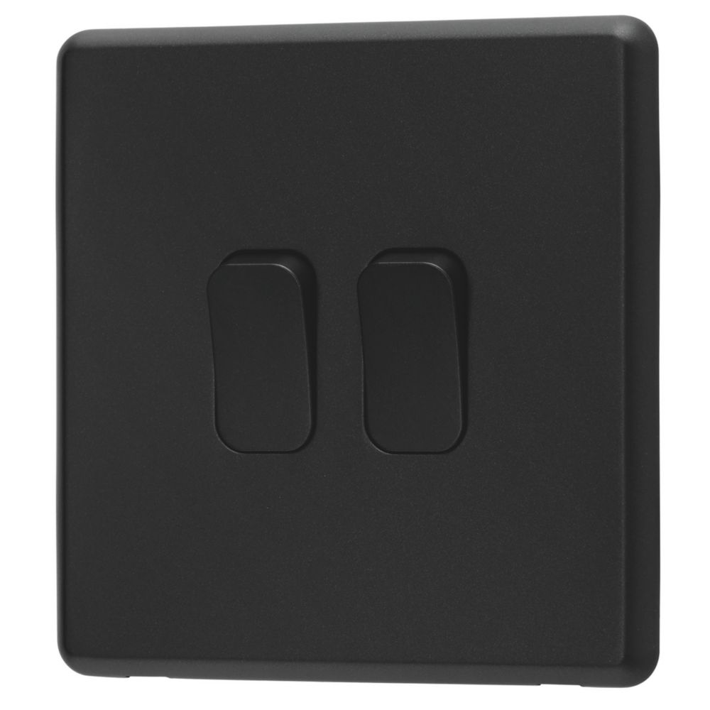 Arlec 10A 2-Gang 2-Way Light Switch Black - Screwfix