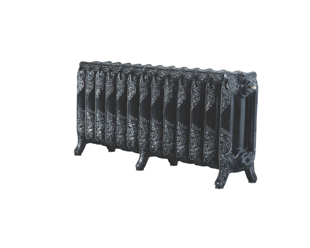 Arroll 470mm x 1074mm 3992BTU Black / Silver Cast Iron 3 Column ...