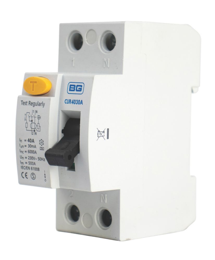 British General Fortress 40A 30mA DP A Curve RCD - Screwfix