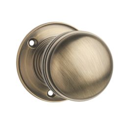 Designer Levers Ringed Mortice Door Knob Pair Antique Brass 64mm - Screwfix