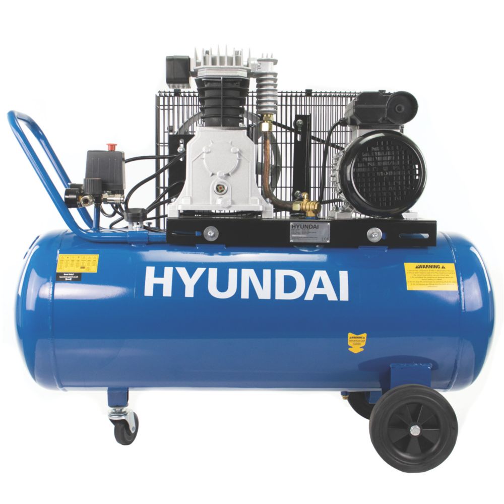 Hyundai HY3100P 100Ltr Electric Belt Drive Air Compressor 230V - Screwfix