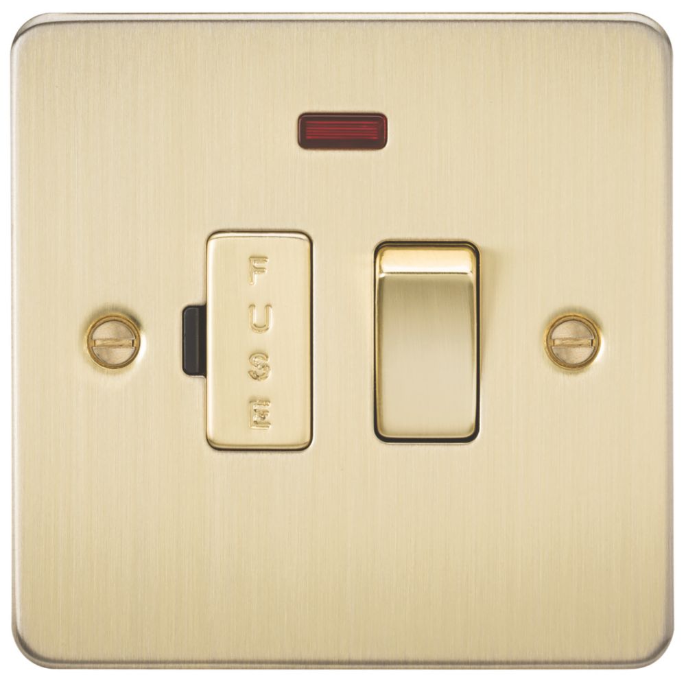 Knightsbridge 13A Switched Fused Spur with LED Brushed Brass - Screwfix