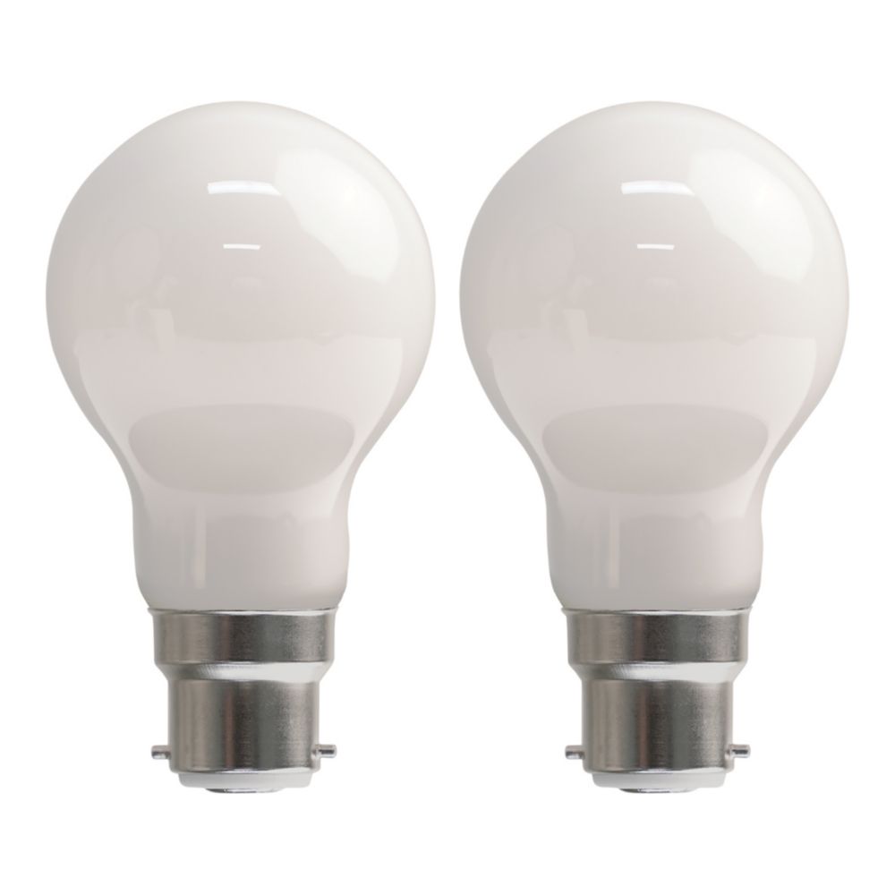 LAP B22 A60 LED Light Bulb Milky 806lm 3.8W 2 Pack - Screwfix
