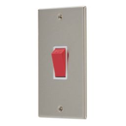 Contactum iConic 45A 1-Gang DP Control Switch Brushed Steel with White ...