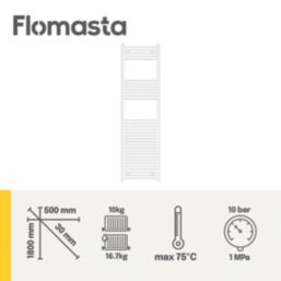 Flomasta 1800mm x 500mm 2498BTU White Flat Towel Radiator - Screwfix