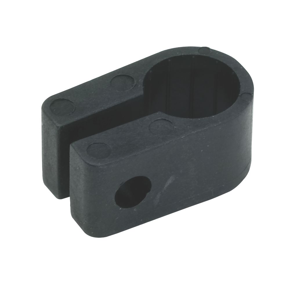 Tower Black Round CC7 Cable Cleats 18mm 25 Pack - Screwfix