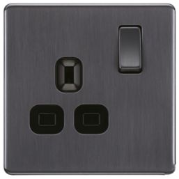 LAP Power Socket 13A 1-Gang DP Switched Power Socket Slate Grey with ...