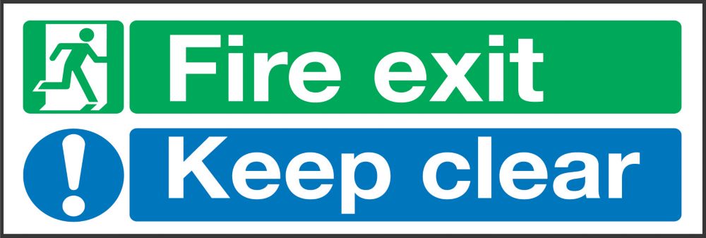 Non Photoluminescent "Fire Exit Keep Clear" Sign 150mm x 450mm - Screwfix