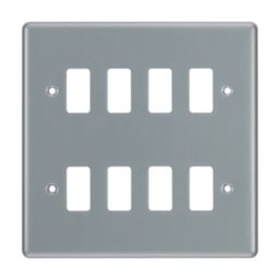 British General Nexus Metal Grid 8-Module Grid Faceplate Grey - Screwfix