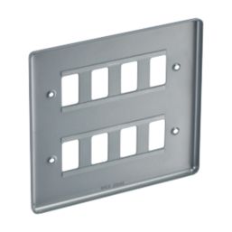 British General Nexus Metal Grid 8-Module Grid Faceplate Grey - Screwfix