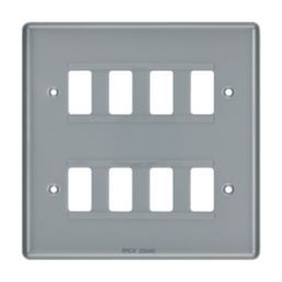 British General Nexus Metal Grid 8-Module Grid Faceplate Grey - Screwfix