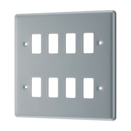 British General Nexus Metal Grid 8-Module Grid Faceplate Grey - Screwfix