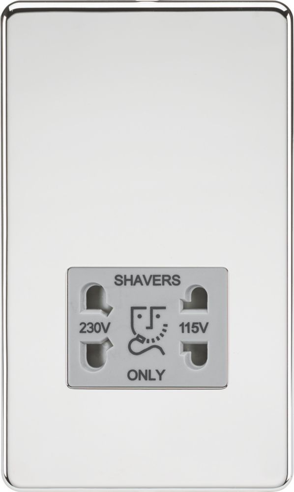 Knightsbridge 2-Gang Dual Voltage Shaver Socket 115 V / 230V Polished ...