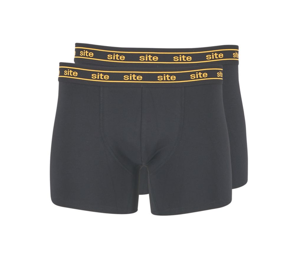 Site 2 Pack Black Medium Mens Boxer Shorts - Screwfix