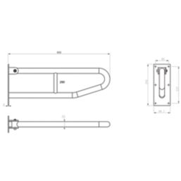 ETAL PDT-001021 Doc M Hinged Grab Rail Brushed Steel 600mm x 200mm x ...